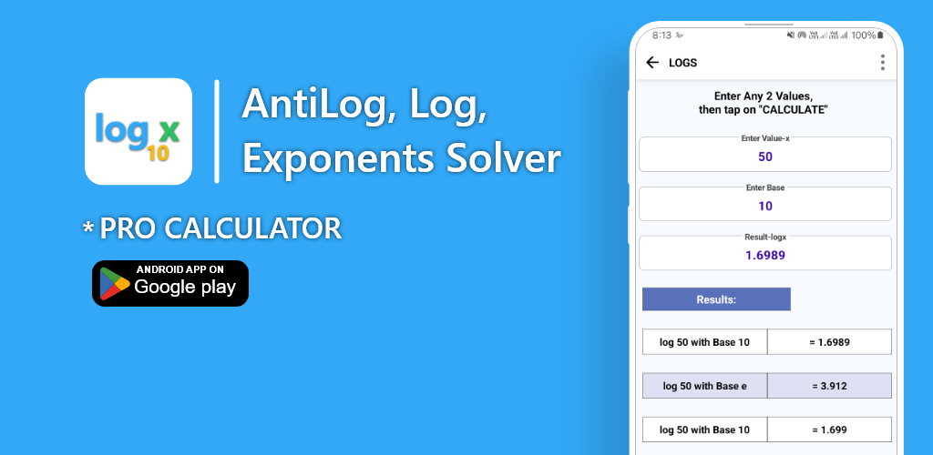 AntiLog, Log, Exponents Solver - APKZ